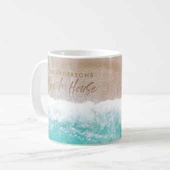 Tropical sand beach ocean sunny waves beach house coffee mug | Zazzle