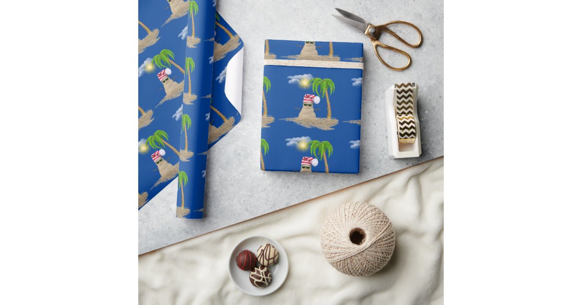 Tropical Sand Snowman By Palm Tree Wrapping Paper | Zazzle
