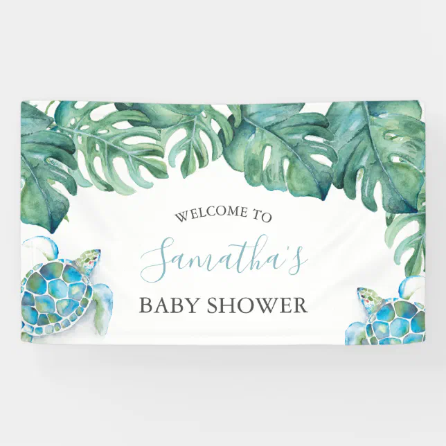 Tropical Sea Turtle Baby Shower Beach Banner | Zazzle