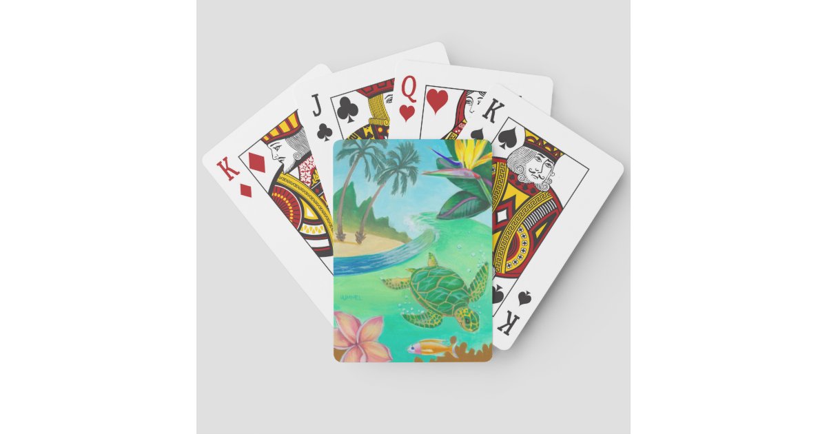 Tropical Sea Turtle Playing Cards | Zazzle