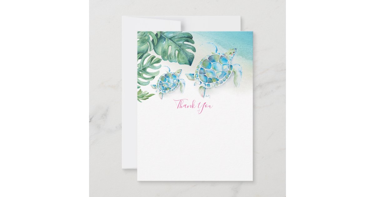 Tropical Sea Turtle Thank You Note Card | Zazzle