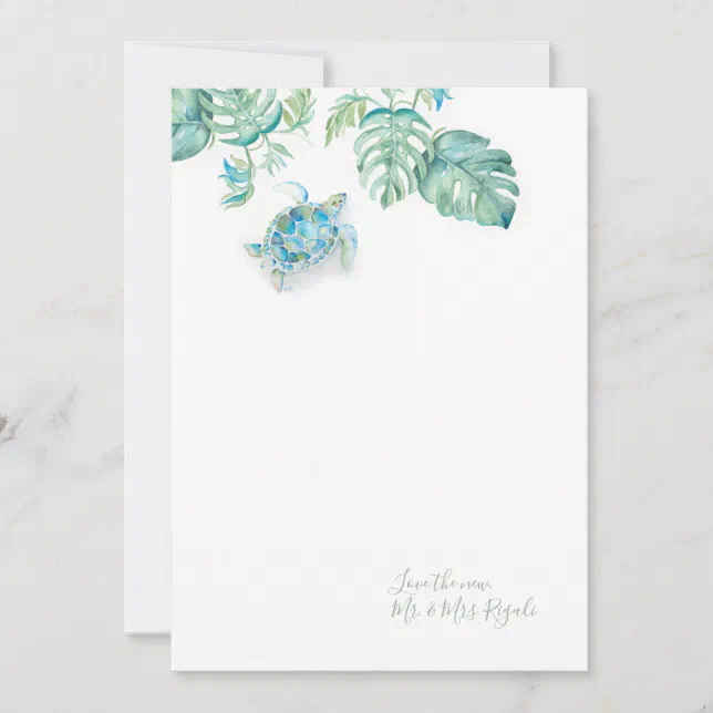 Tropical Sea Turtle Wedding Thank You Cards | Zazzle