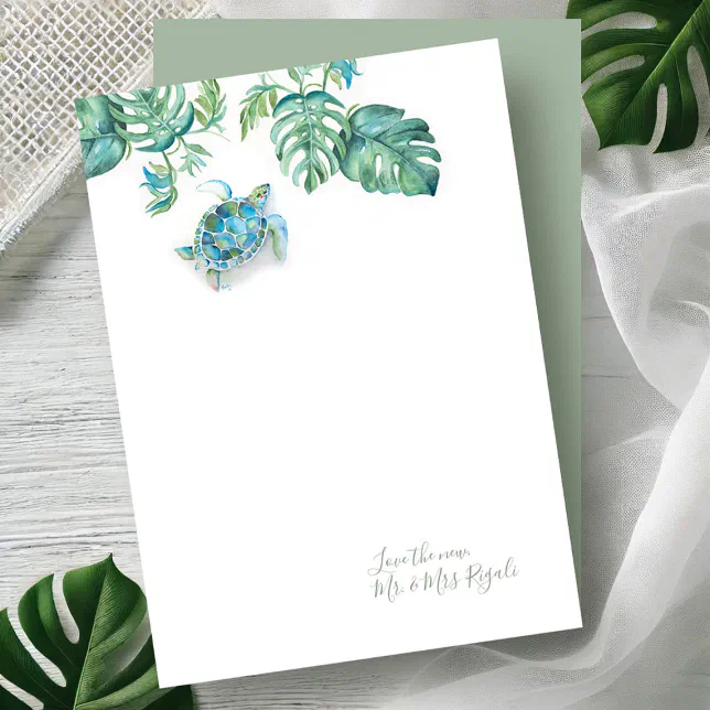 Tropical Sea Turtle Wedding Thank You Cards | Zazzle