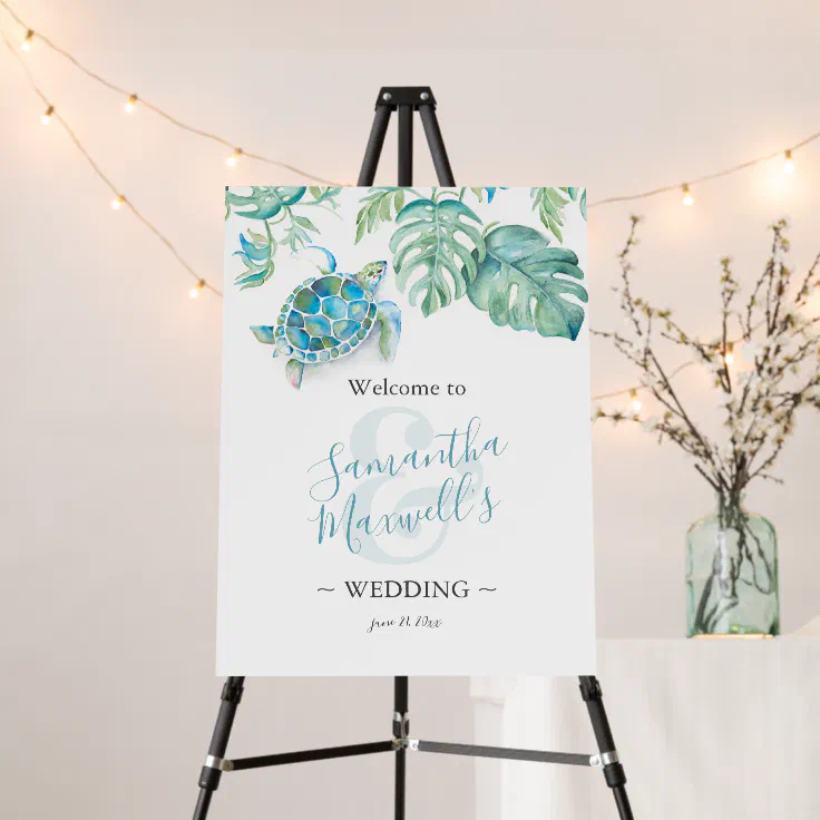 Tropical Sea Turtle Wedding Welcome Sign | Zazzle