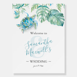 Tropical Sea Turtle Wedding Welcome Sign | Zazzle