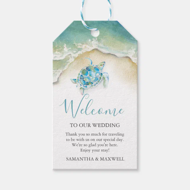 Tropical Sea Turtle Welcome Watercolor Gift Tags | Zazzle