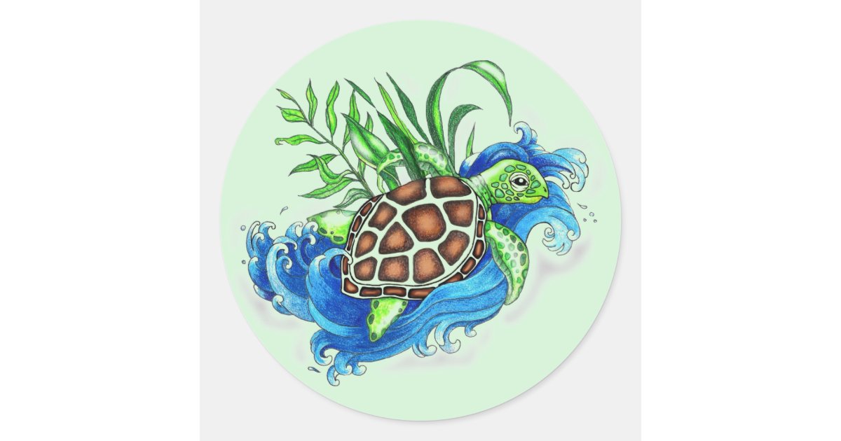 Tropical Sea Turtles Sticker | Zazzle
