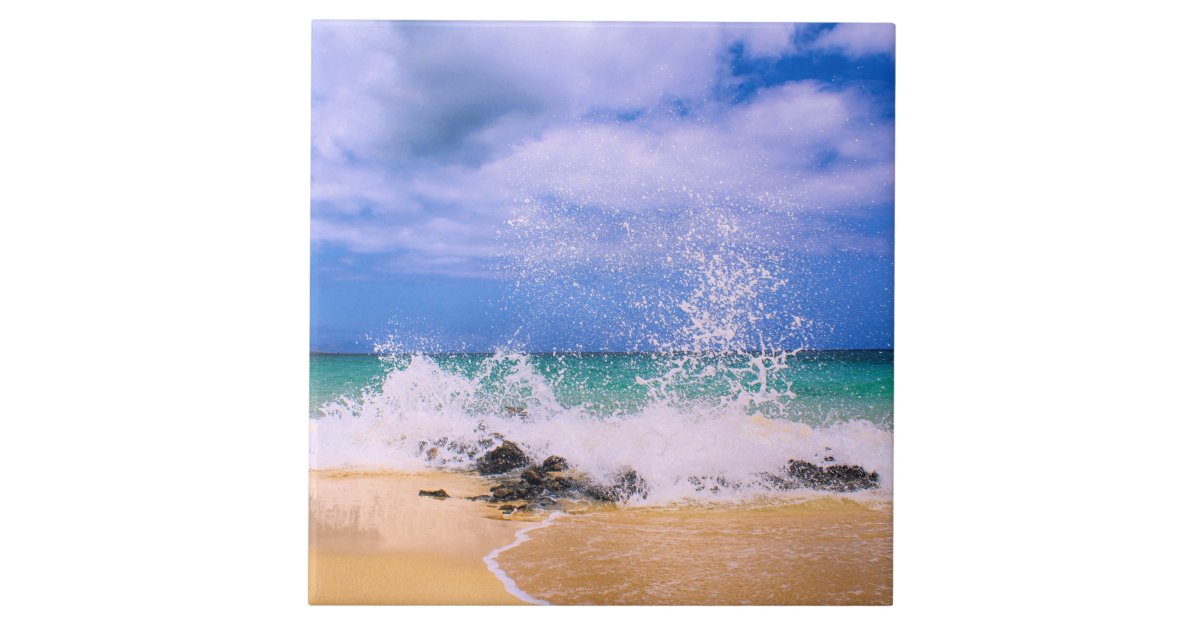 Tropical Sea Wave Splash Ceramic Tile | Zazzle