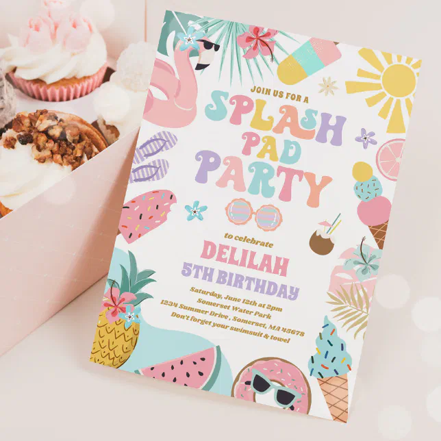 Tropical Splash Pad Summer Birthday Party Invitation | Zazzle