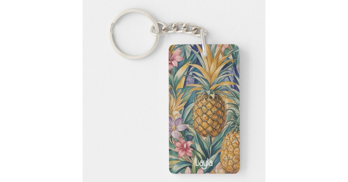 Tropical Splendor: Colorful Pineapple Keychain | Zazzle