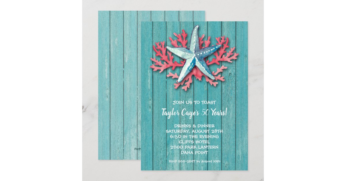 Tropical Starfish Birthday Invitations | Zazzle