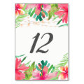 Tropical String Lights Floral Table Number Cards | Zazzle