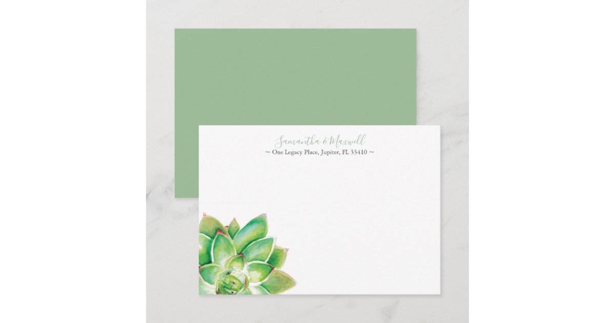 Tropical Succulent Personalized Stationery Note Card | Zazzle