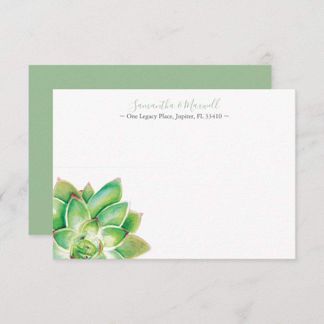 Tropical Succulent Personalized Stationery Note Card | Zazzle