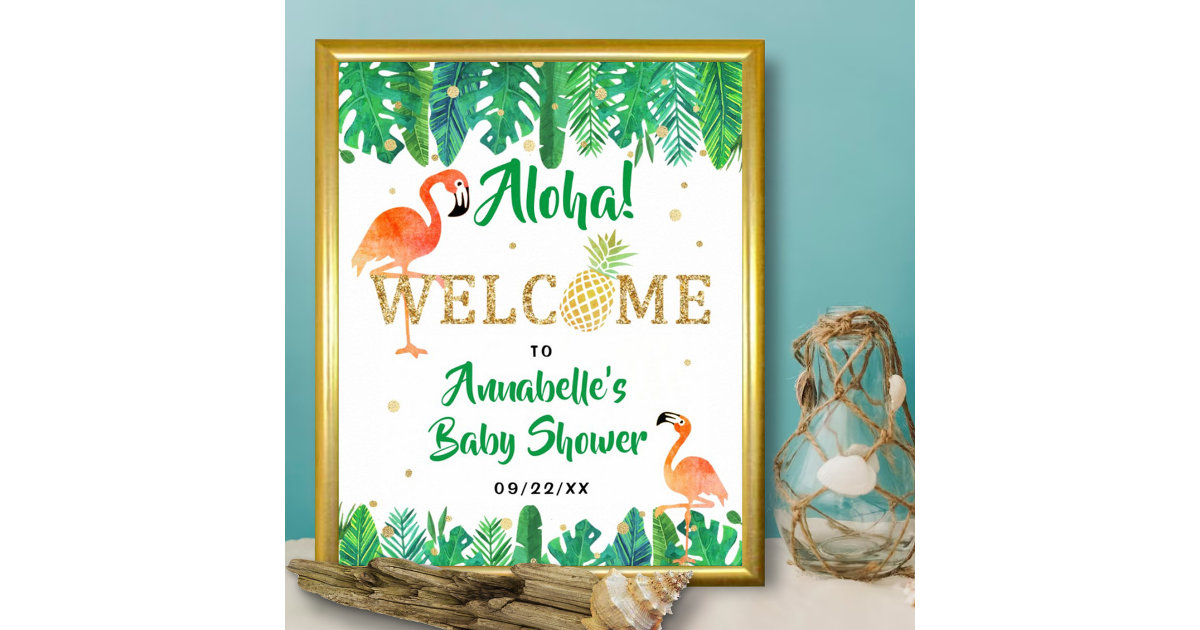 Tropical Summer Beach Luau Boys Baby Shower Poster | Zazzle