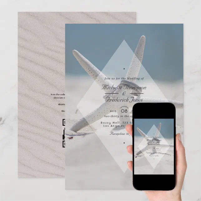 Tropical Summer Beach QR Code RSVP Wedding Invitation | Zazzle