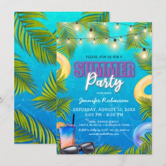 Tropical Summer Birthday Party Invitation | Zazzle