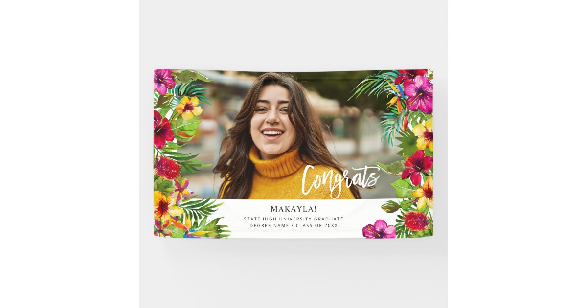 Tropical Summer Congrats Photo Banner | Zazzle