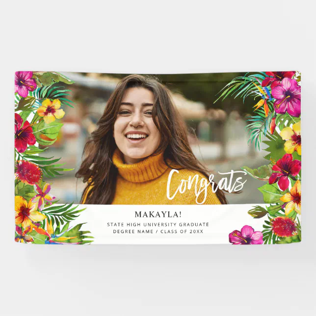 Tropical Summer Congrats Photo Banner | Zazzle