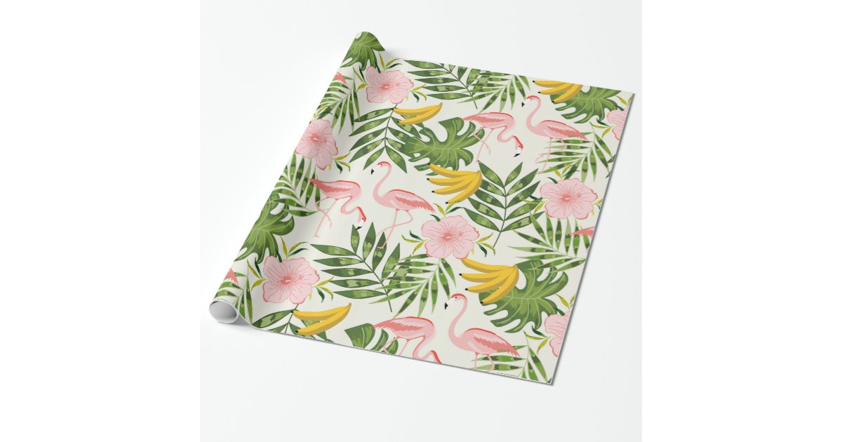 Tropical Summer Flamingo Wrapping Paper | Zazzle