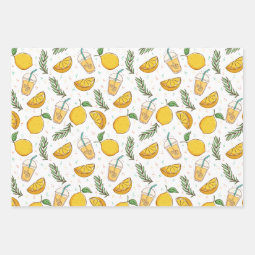 Tropical Summer Fruit Wrapping Paper Set of 3 | Zazzle