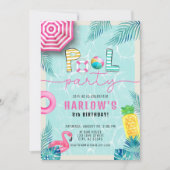 Tropical Summer Fun Girl's Pool Party Birthday Invitation | Zazzle