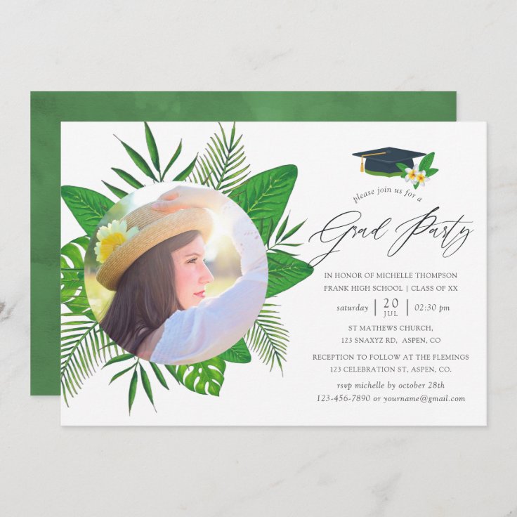 Tropical Summer Graduation Party Invitation | Zazzle