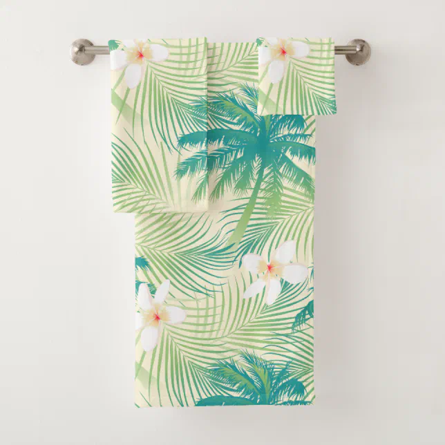 Tropical summer palm trees bath towel set | Zazzle