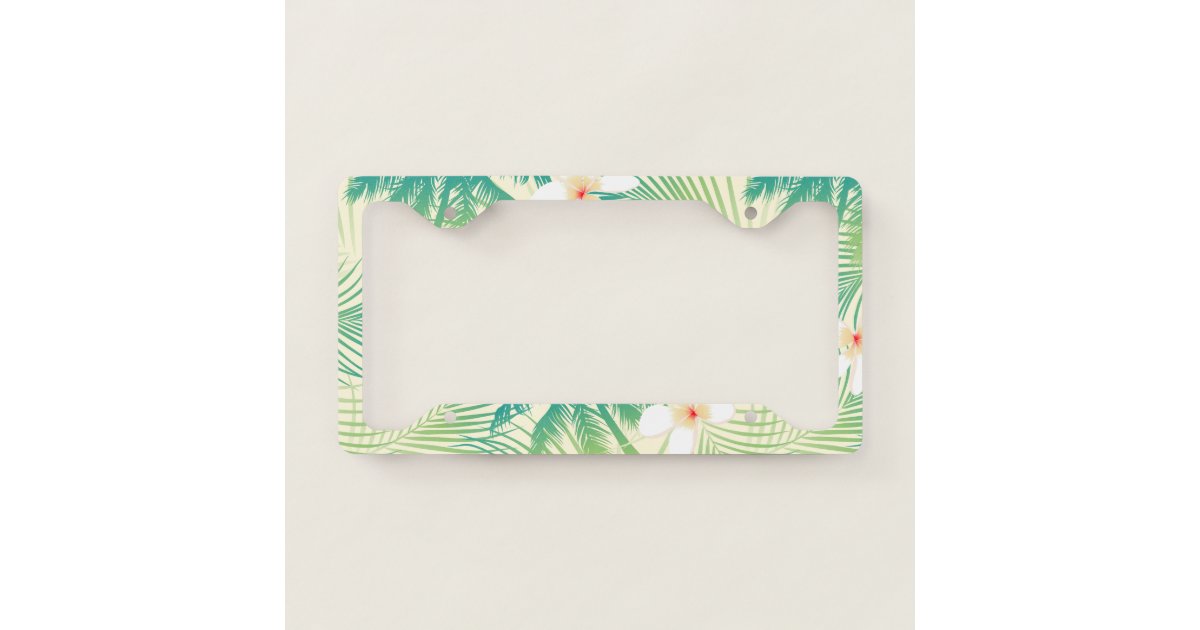 Tropical summer palm trees license plate frame | Zazzle