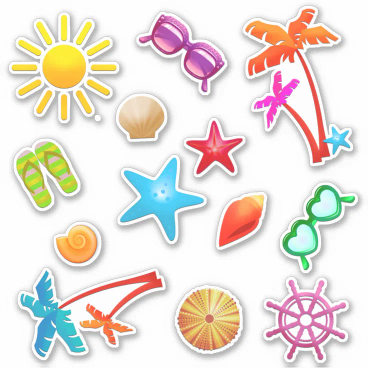 Tropical Summer Scrapbook Party Favor Shaped Sticker | Zazzle