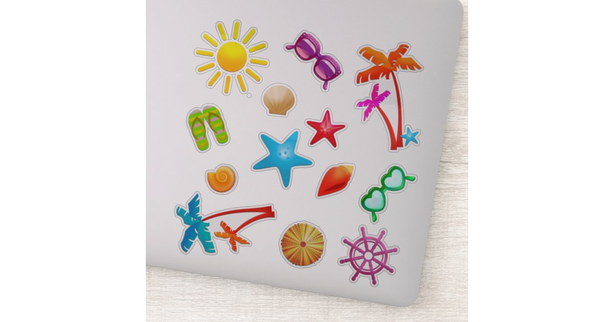 Tropical Summer Scrapbook Party Favor Shaped Sticker | Zazzle