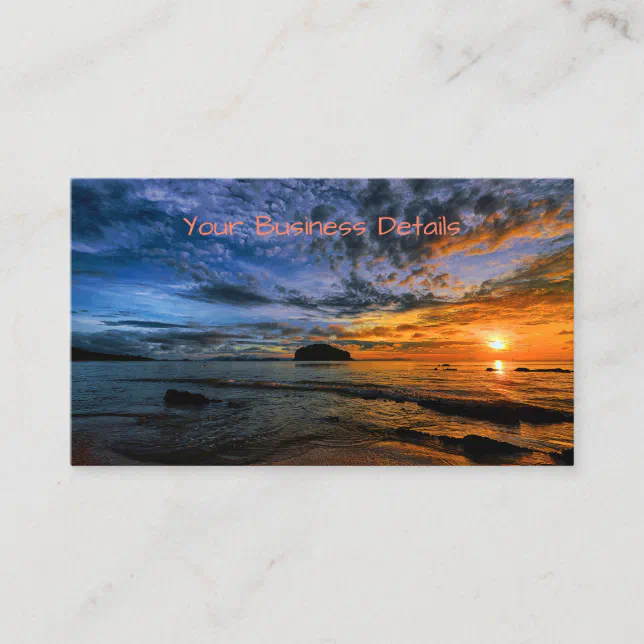 Tropical Sunset Beach Business Card | Zazzle
