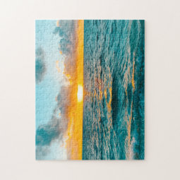 Tropical Sunset Beach Scene - Great Barrier Reef Jigsaw Puzzle | Zazzle