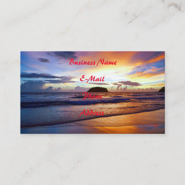 Tropical Sunset Beach Shore Business Card | Zazzle