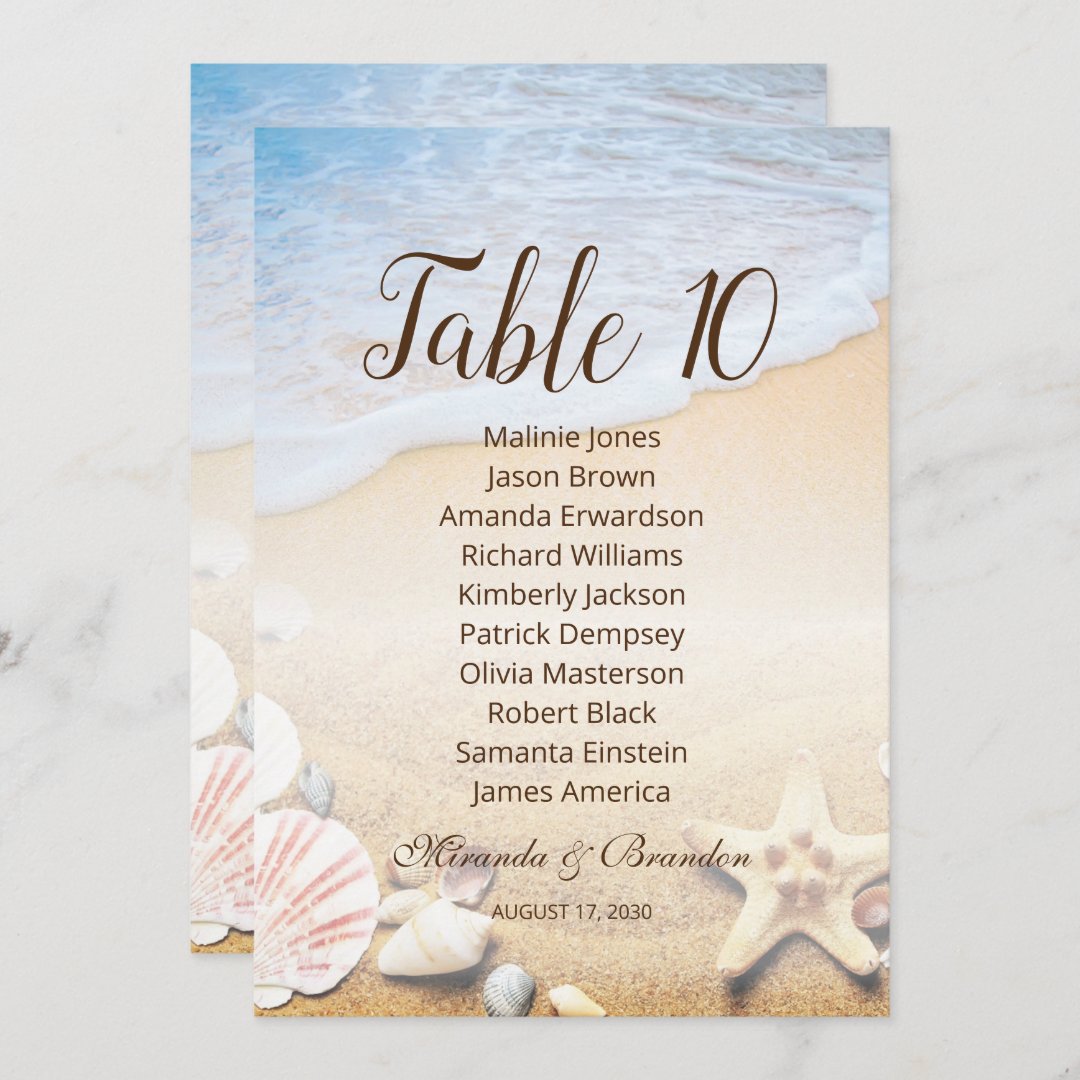 Tropical Sunset Beach Wedding Seating Chart Card | Zazzle