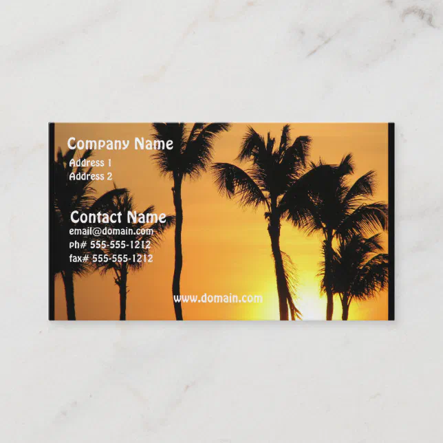 Tropical Sunset Business Card | Zazzle
