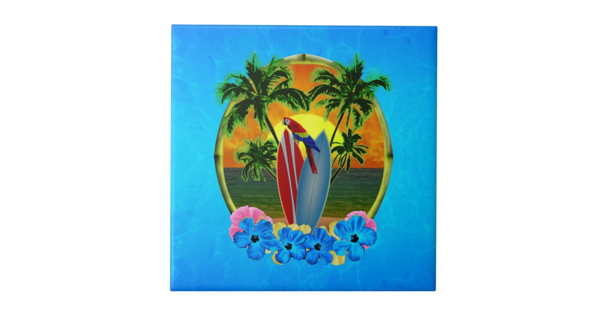 Tropical Sunset Ceramic Tile | Zazzle