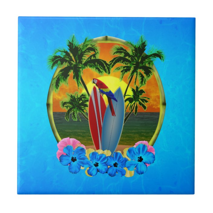 Tropical Sunset Ceramic Tile | Zazzle.com