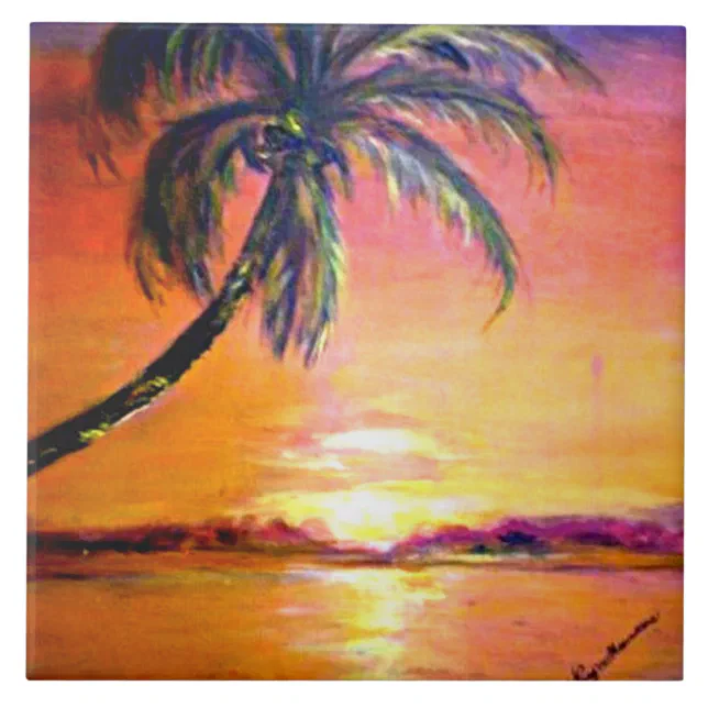 Tropical Sunset Ceramic Tile | Zazzle