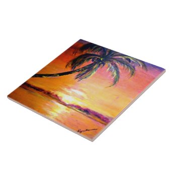 Tropical Sunset Ceramic Tile | Zazzle
