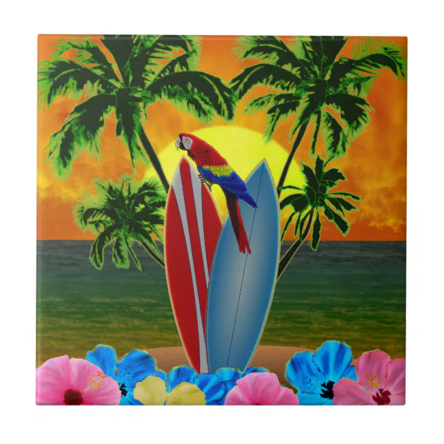 Tropical Sunset Ceramic Tile | Zazzle