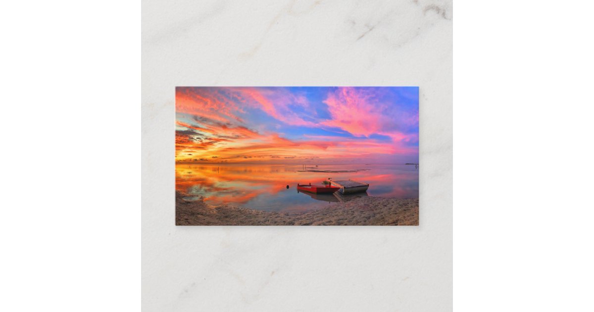Tropical Sunset Ocean Beach Business Card | Zazzle