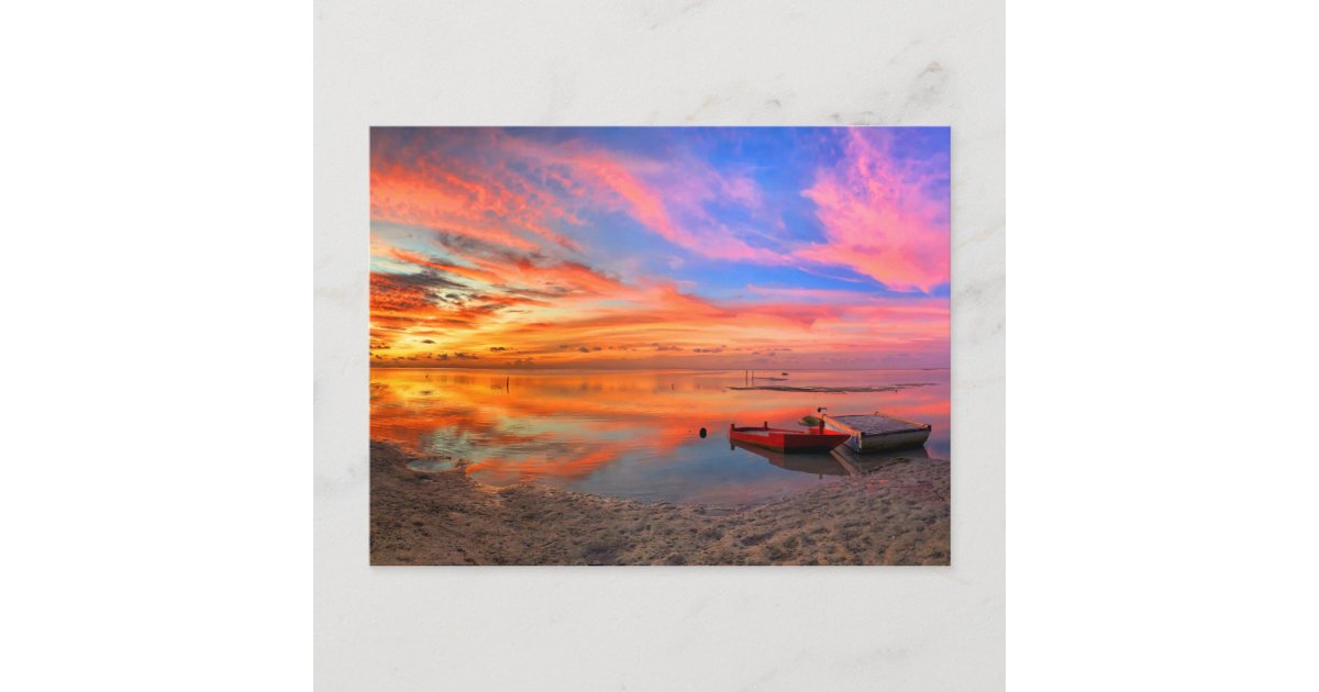 Tropical Sunset Ocean Beach Postcard | Zazzle