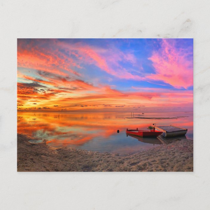 Tropical Sunset Ocean Beach Postcard | Zazzle.com