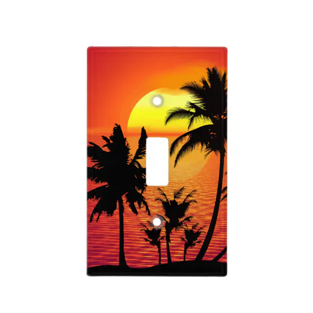 Tropical Sunset Palm Trees Light Switch Cover | Zazzle