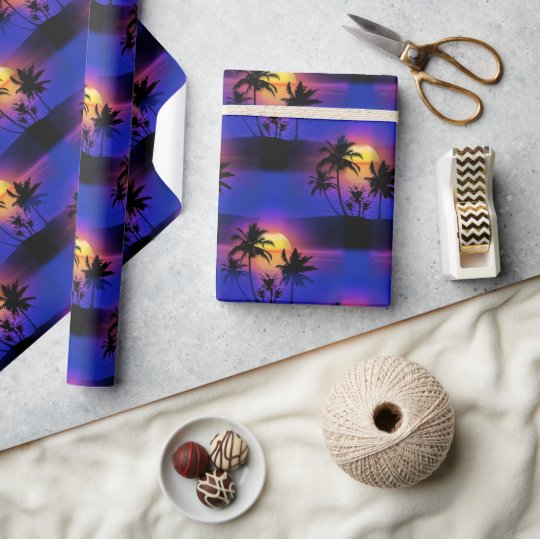 Tropical Sunset Palm Trees Wrapping Paper | Zazzle.com