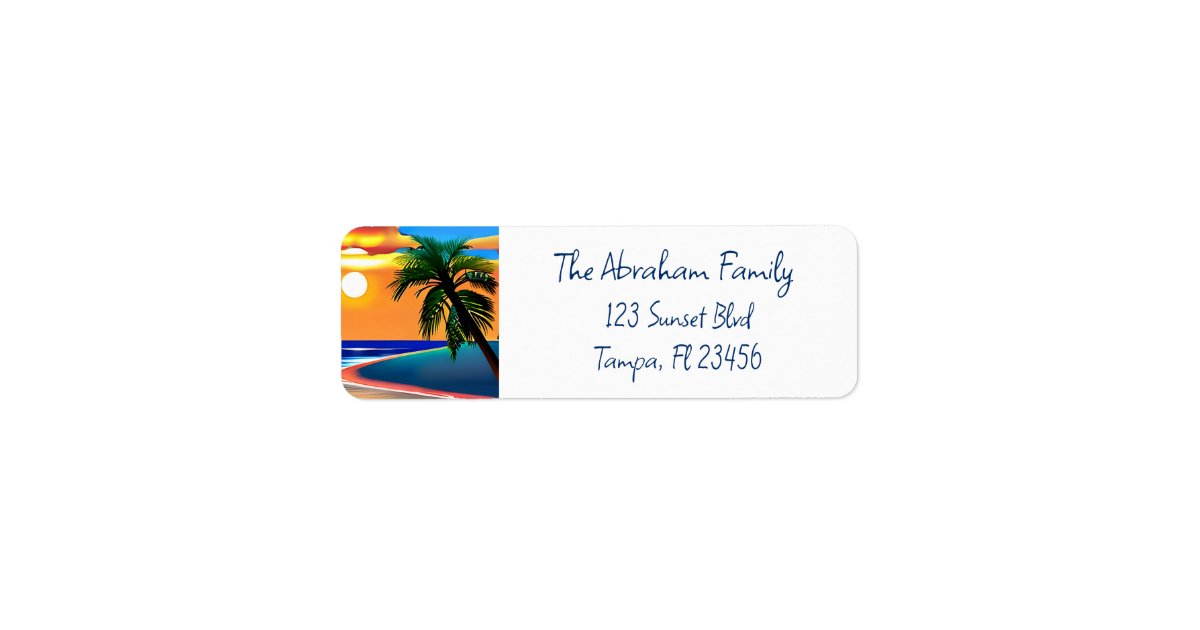 Tropical Sunset Reflection Label | Zazzle