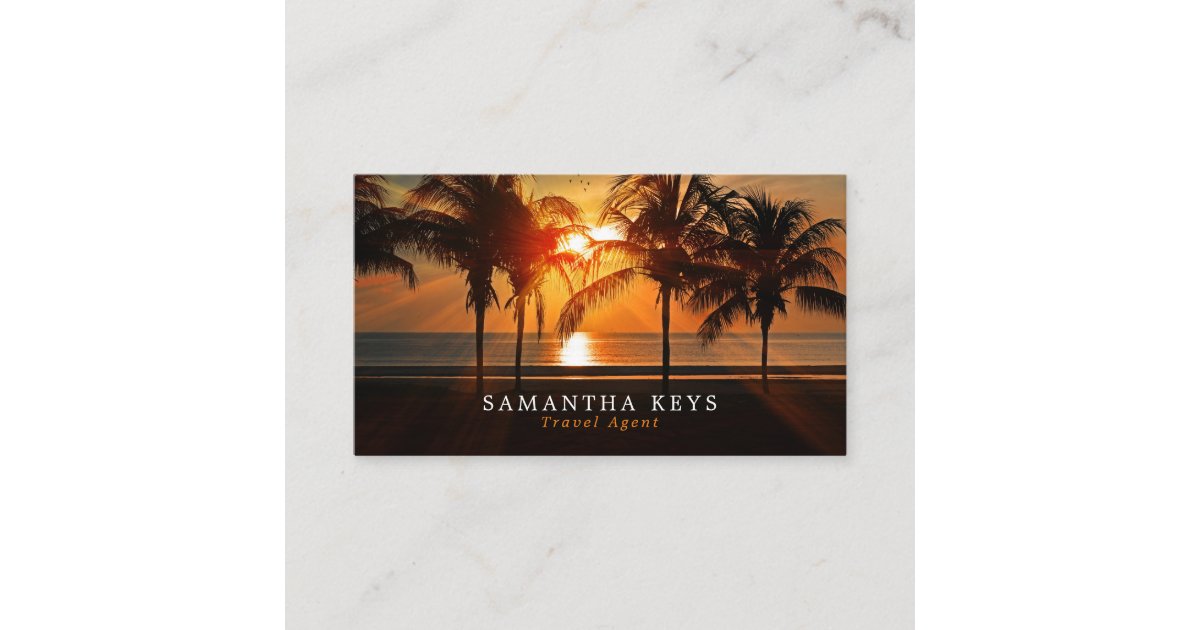 Tropical Sunset Vacation, Travel Agent Business Card | Zazzle
