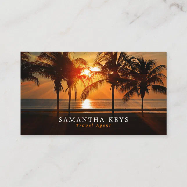 Tropical Sunset Vacation, Travel Agent Business Card | Zazzle