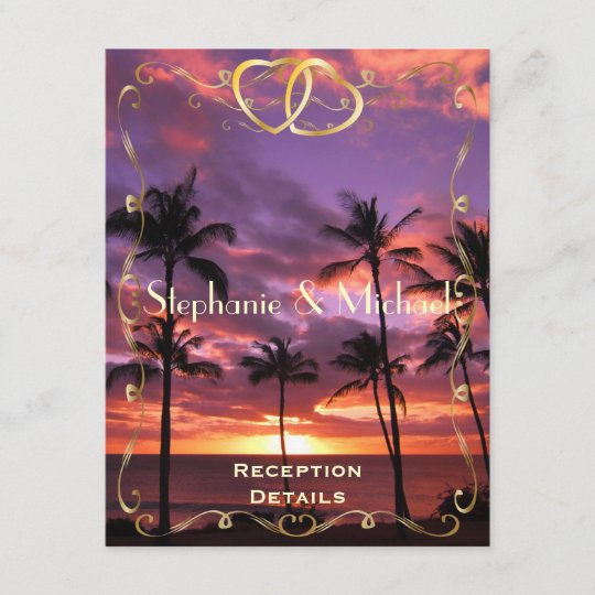 Tropical Sunset Wedding Reception Card | Zazzle.com
